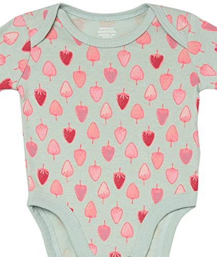 Amazon Essentials Unisex Babies' Long-Sleeve Bodysuits, Pack of 6, Ecru/Light Pink/Rose/Floral/Strawberry/Stripe, Newborn