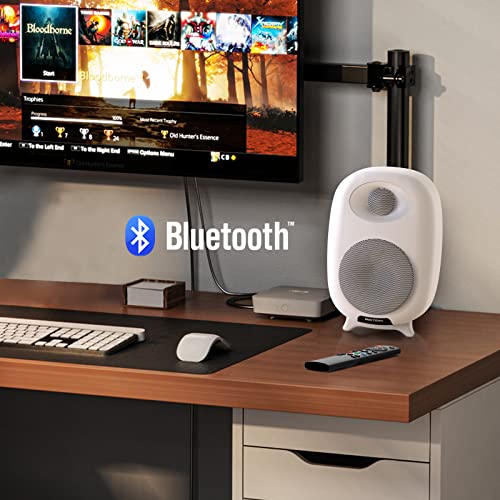 BESTISAN SR06 Bluetooth Bookshelf Speakers with 3 inch Woofer, Powered Studio Speakers for Record Player, Turntable, Desktops with Optical/RCA inputs, White, 60W