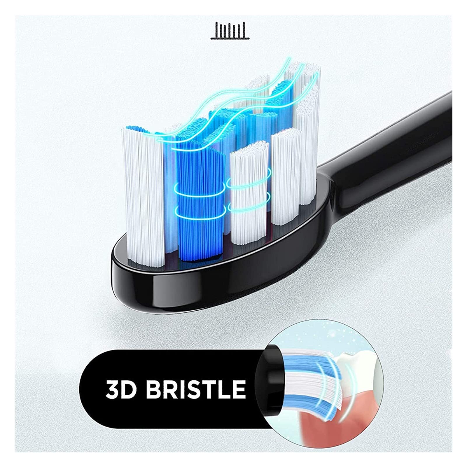 WANGZE wangzefong P11 Electric Toothbrush Replacement Brush Heads Black White Fit for Fairywill P11 T9 Character (Color : AE-PW11-2)