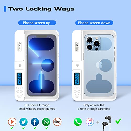 Jostart Cell Phone Timer Lock Box for iPhone and Android Phones, Portable Self-Control Phone Timer Locker Help Adults/Kids/Students Get More Focus,Prevent Excessive Phone/Game Addiction(New）