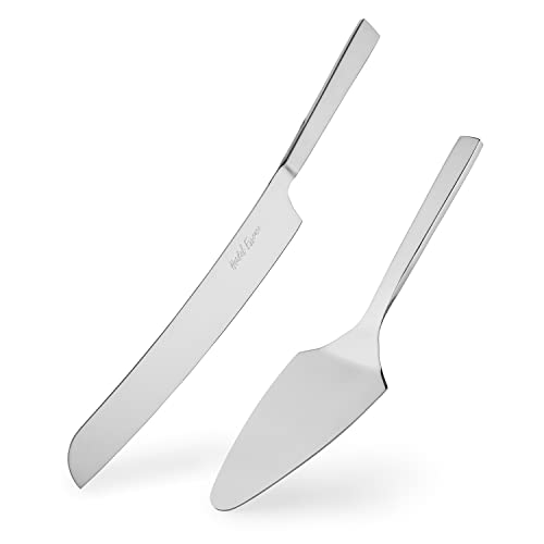 HEIDEL ESSENCE Cake Knife and Server Set â Premium Stainless Steel Cake Server Set with Solid Handles - Wedding Cake Knife Set for Parties and Events â Lovely Bridal Shower or Engagement Present
