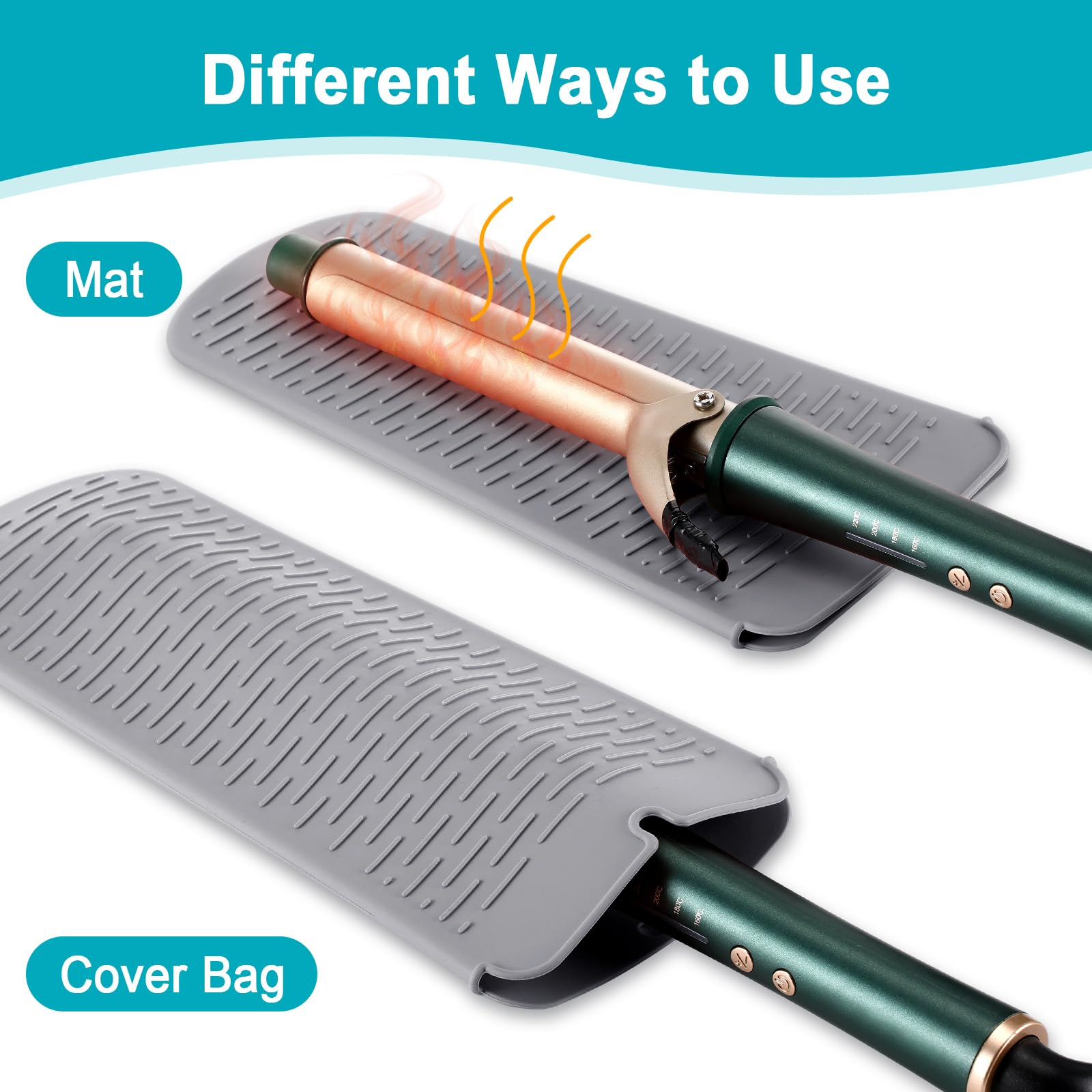 Shappy 2 Pieces Flat Iron Travel Case Heat Resistant Curling Iron Holder Cover Travel Sleeve Neoprene Straightener Holder and Silicone Hot Tools Flat Bag(Marble Style)