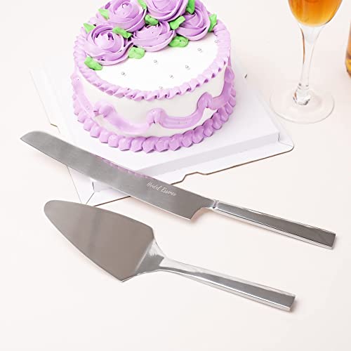 HEIDEL ESSENCE Cake Knife and Server Set β Premium Stainless Steel Cake Server Set with Solid Handles - Wedding Cake Knife Set for Parties and Events β Lovely Bridal Shower or Engagement Present