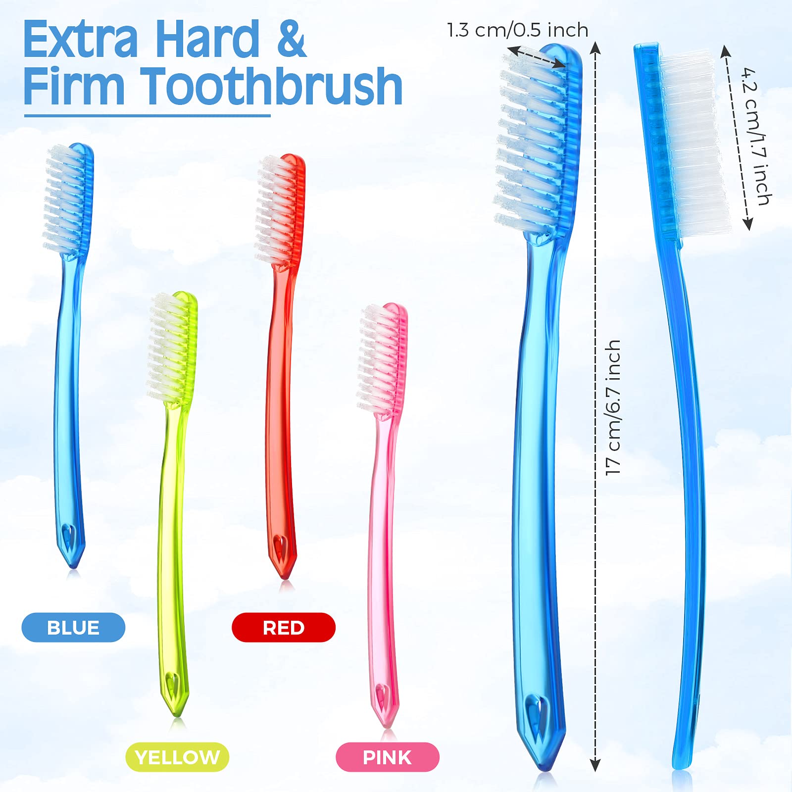 Zopeal Extra Hard and Firm Toothbrush for Adults Bulk Huge Head Bristle Full Head Manual Toothbrush for Cleaning(12 Pieces)