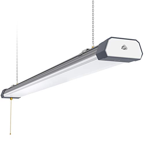NUOGUAN 100W LED Shop Light 13000LM Linkable Utility Shop Lights, ETL Listed 5000K Daylight LED Ceiling Lights for Garages Workshops with Plug and ON/Off Pull Chain Hanging & Flush Mount 1 Pack