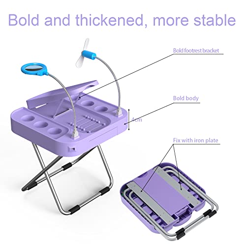 Pedicure Foot Rest With LED Magnifier And Drying Fan, Adjustable Foot Rest, Reinforced And Thickened,Stable And Easy For Pedicures At Home, With Storage Box,Beauty Pedicure kit