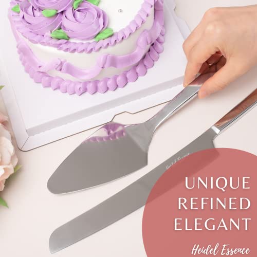 HEIDEL ESSENCE Cake Knife and Server Set β Premium Stainless Steel Cake Server Set with Solid Handles - Wedding Cake Knife Set for Parties and Events β Lovely Bridal Shower or Engagement Present
