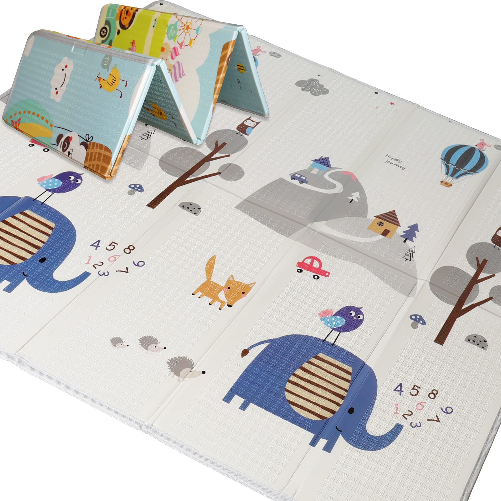 LuckyDove Baby Play Mat,Reversible Foldable Playmat,Portable Extra Large Thick Foam Crawling playmat for Infants,Babies,Toddlers,Indoor Outdoor Use,BPA Free Play Mat for Baby(with Travel Bag),78"*71"