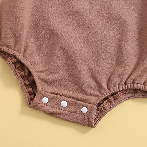 Lamuusaa Newborn Baby Girls Boys Clothes Crewneck Sweatshirt Long Sleeve Romper Bodysuit Pullover Oversized Autumn Tops (Dinosaur-Brown, 0-6 Months)