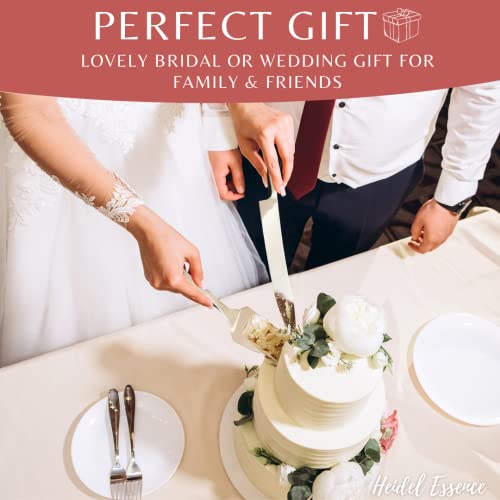 HEIDEL ESSENCE Cake Knife and Server Set β Premium Stainless Steel Cake Server Set with Solid Handles - Wedding Cake Knife Set for Parties and Events β Lovely Bridal Shower or Engagement Present