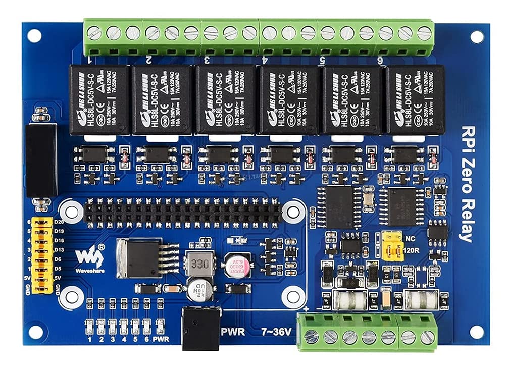 Industrial 6-Channel Relay Module for Raspberry Pi Zero WH with RS485/CAN Bus Power Supply & Photocoupler Isolation Protections @XYGStudy