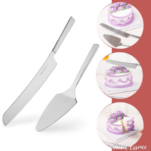 HEIDEL ESSENCE Cake Knife and Server Set β Premium Stainless Steel Cake Server Set with Solid Handles - Wedding Cake Knife Set for Parties and Events β Lovely Bridal Shower or Engagement Present