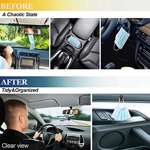 Frienda 15 Pieces Car Black Sticky Hooks Multifunctional Vehicle Adhesive Hooks Hanging Car Storage Hooks for Key USB Cable Earphone Cable Holder Vehicle Decor