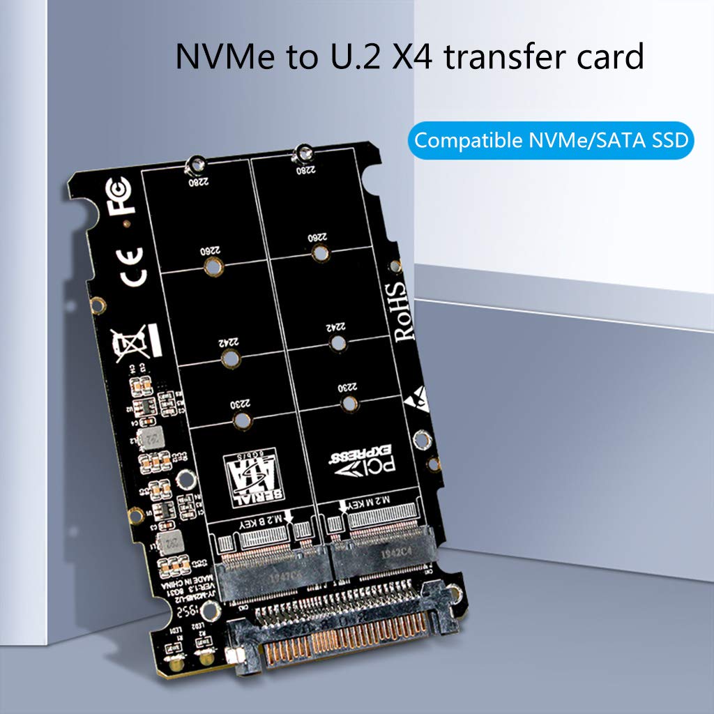 HELYZQ M.2 SSD to U.2 Adapter 2in1 M.2 NVMe and SATA-Bus NGFF SSD to PCI-e U.2 SFF-8639