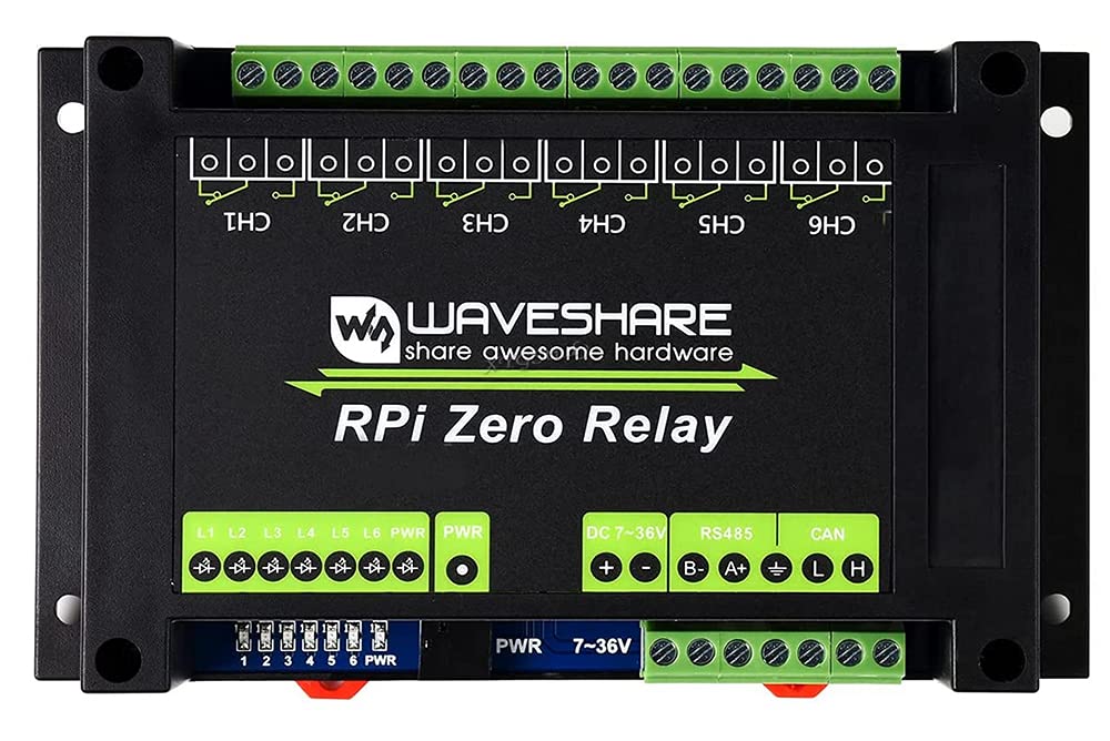 Industrial 6-Channel Relay Module for Raspberry Pi Zero WH with RS485/CAN Bus Power Supply & Photocoupler Isolation Protections @XYGStudy