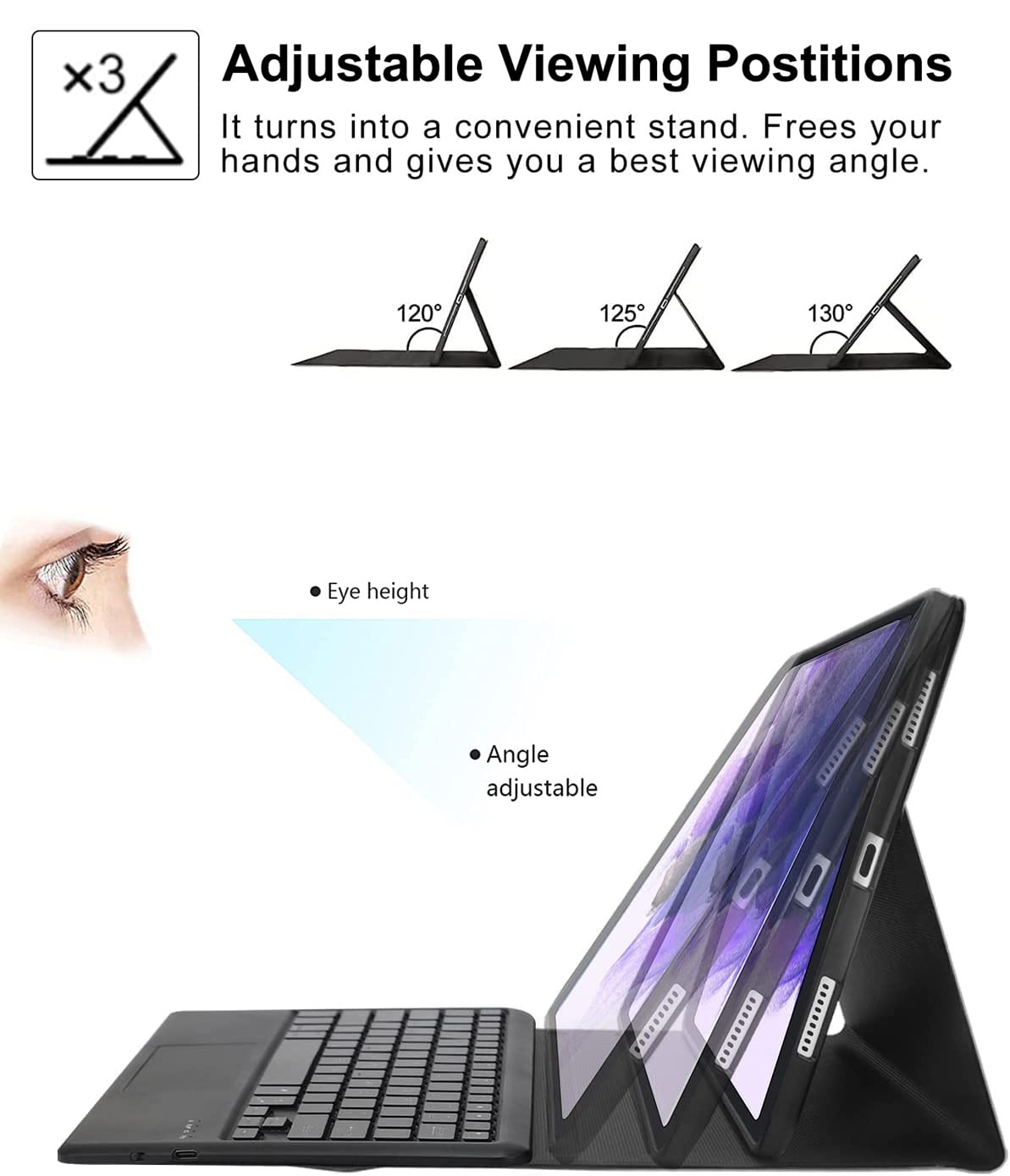 Nanhent Backlit Touchpad Keyboard Case for Samsung Galaxy Tab S8 Plus 2022 / S7 FE 2021 / S7 Plus 2020 12.4 Inch Tablet, Detachable Wireless Trackpad Keyboard & Slim PU Stand Cover with S Pen Holder