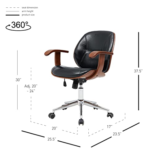 New Pacific Direct Samuel PU Bamboo w/Armrest Office Chair, Black
