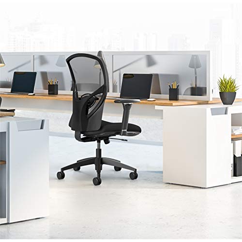 BOWERY HILL 22.5" Modern Metal and Fabric Mesh High-Back Task Chair in Black