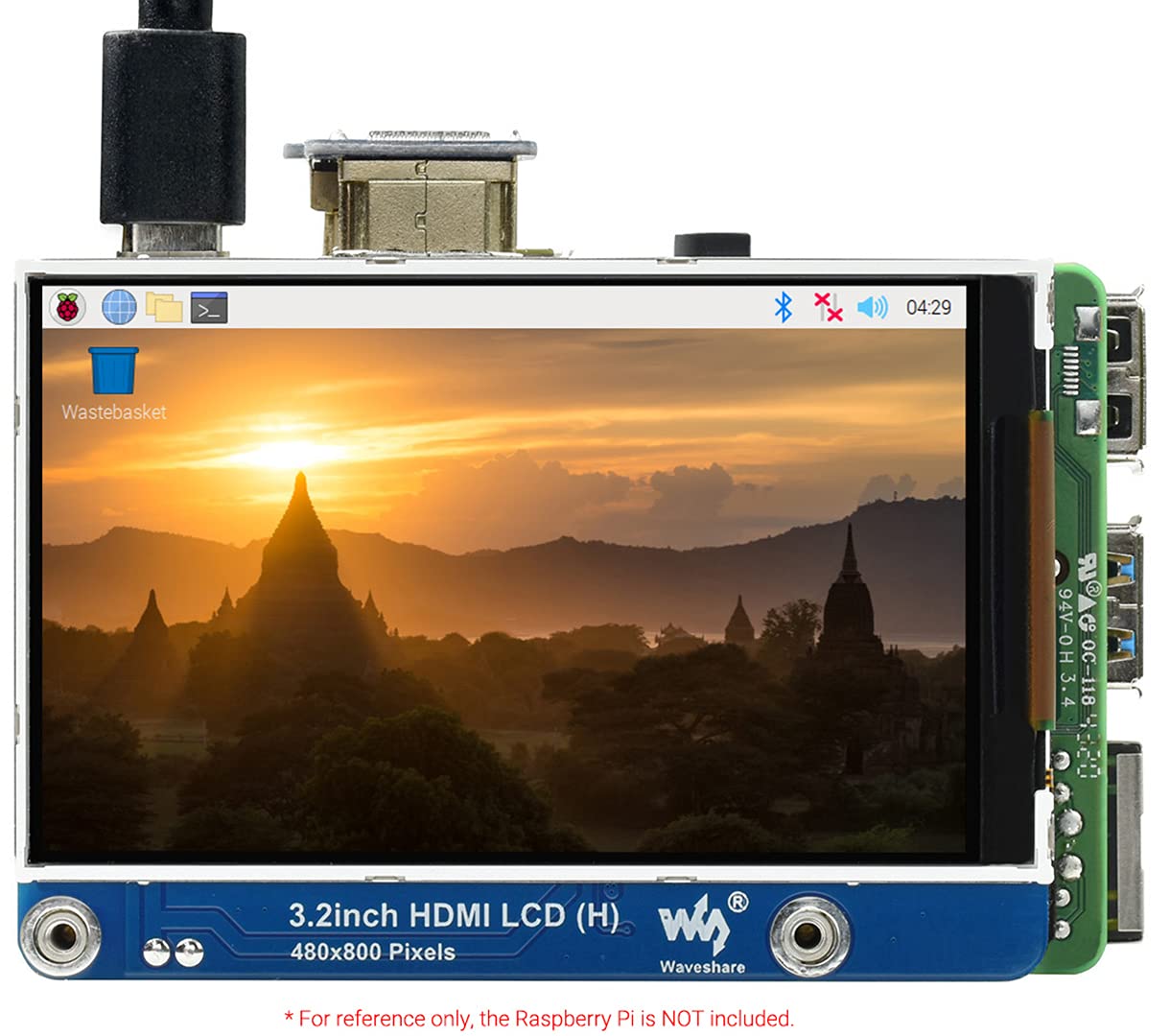 waveshare 3.2inch IPS LCD Display (H) for Raspberry Pi 4B/3B+/3B/2B/Zero/Zero W/Zero WH and Jetson Nano and Windows 11/10/8.1/8/7, 480×800 Pixel, Adjustable Brightness, No Touch
