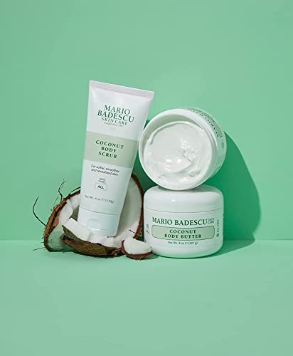 Mario Badescu Best of Body Essentials 4 Piece Kit, Skincare Gift Set Includes Lip Balm, Coconut Scrub, Coconut Body Butter & Special Hand Cream With Vitamin E