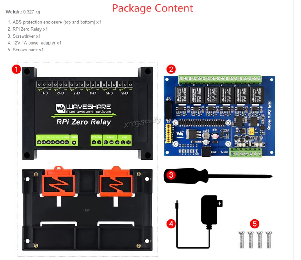 Industrial 6-Channel Relay Module for Raspberry Pi Zero WH with RS485/CAN Bus Power Supply & Photocoupler Isolation Protections @XYGStudy