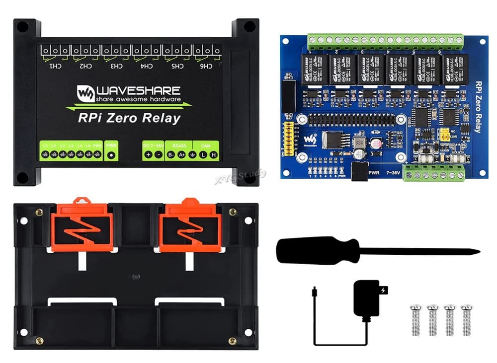 Industrial 6-Channel Relay Module for Raspberry Pi Zero WH with RS485/CAN Bus Power Supply & Photocoupler Isolation Protections @XYGStudy