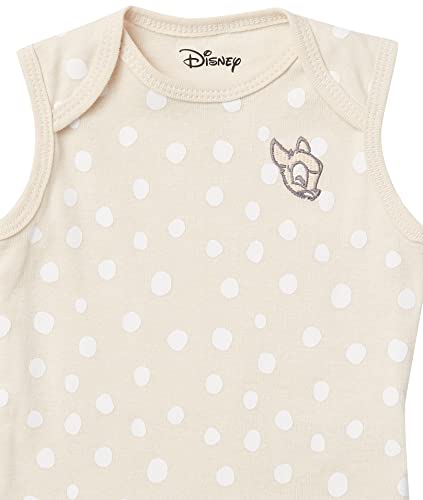 Amazon Essentials Disney | Marvel | Star Wars | Princess Baby Girls' Sleeveless Bodysuits, Pack of 6, Bambi Nature, 18 Months