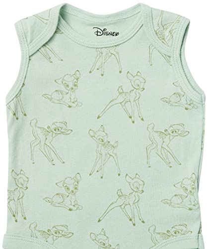 Amazon Essentials Disney | Marvel | Star Wars | Princess Baby Girls' Sleeveless Bodysuits, Pack of 6, Bambi Nature, 18 Months