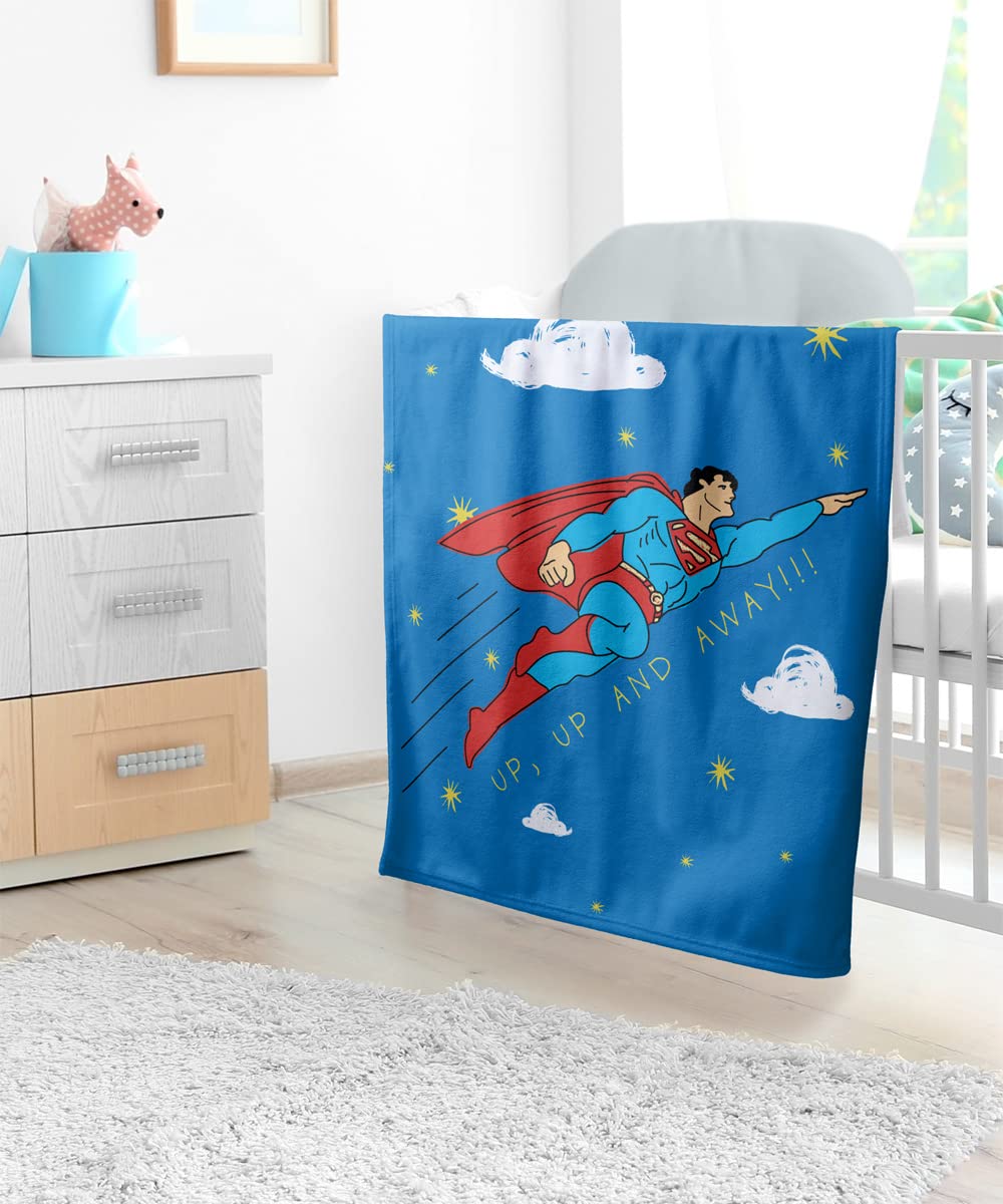 LOGOVISION Superman Lightweight Baby Blanket, 30"X40", Up Up and Away Unisex for Infants Girls & Boys