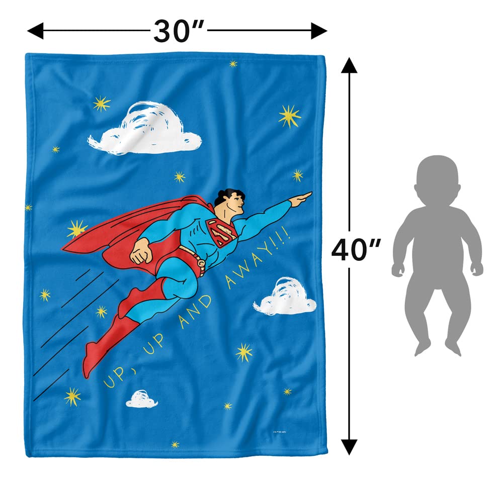 LOGOVISION Superman Lightweight Baby Blanket, 30"X40", Up Up and Away Unisex for Infants Girls & Boys