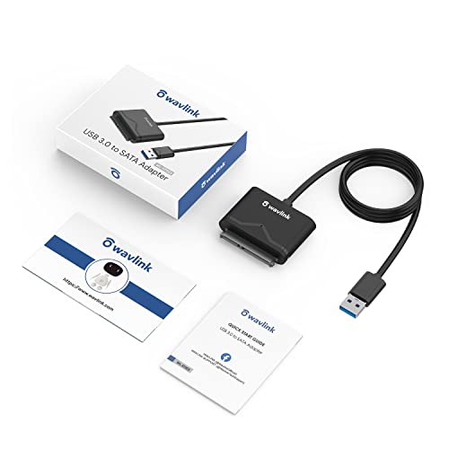 WAVLINK USB 3.0 to SATA Adapter Cable, External SATA III Hard Drive Connector for 2.5'' SSD/HDD & 3.5" HDD Data Transfer, Support UASP, Trim and S.M.A.R.T. with 3 mins Auto-Sleep, Max 18TB