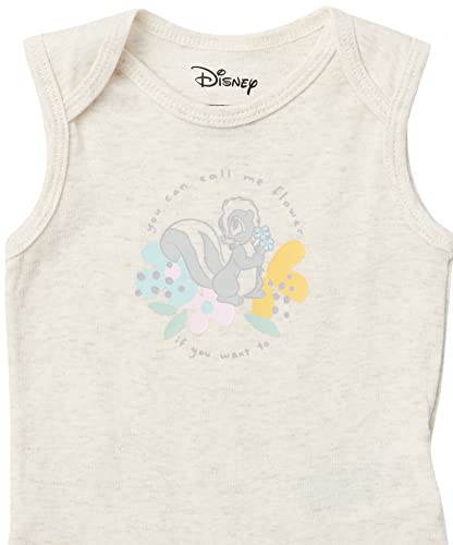 Amazon Essentials Disney | Marvel | Star Wars | Princess Baby Girls' Sleeveless Bodysuits, Pack of 6, Bambi Nature, 18 Months