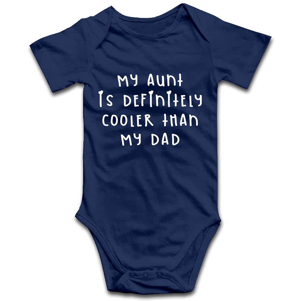 DOQOSESHY My Aunt is Definitely Cooler Than My Dad Funny Newborn Baby Cotton Outfit Boys Girls Romper Jumpsuit