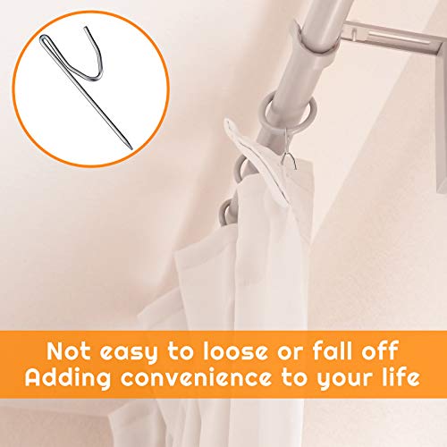 Metal Curtain Hooks Long Drapery Hook Pins 7cm by 1.8cm Stainless Steel Pin on Hooks with Clear Box for Window Curtain, Door Curtain and Shower Curtain, Silver (50 Pieces)