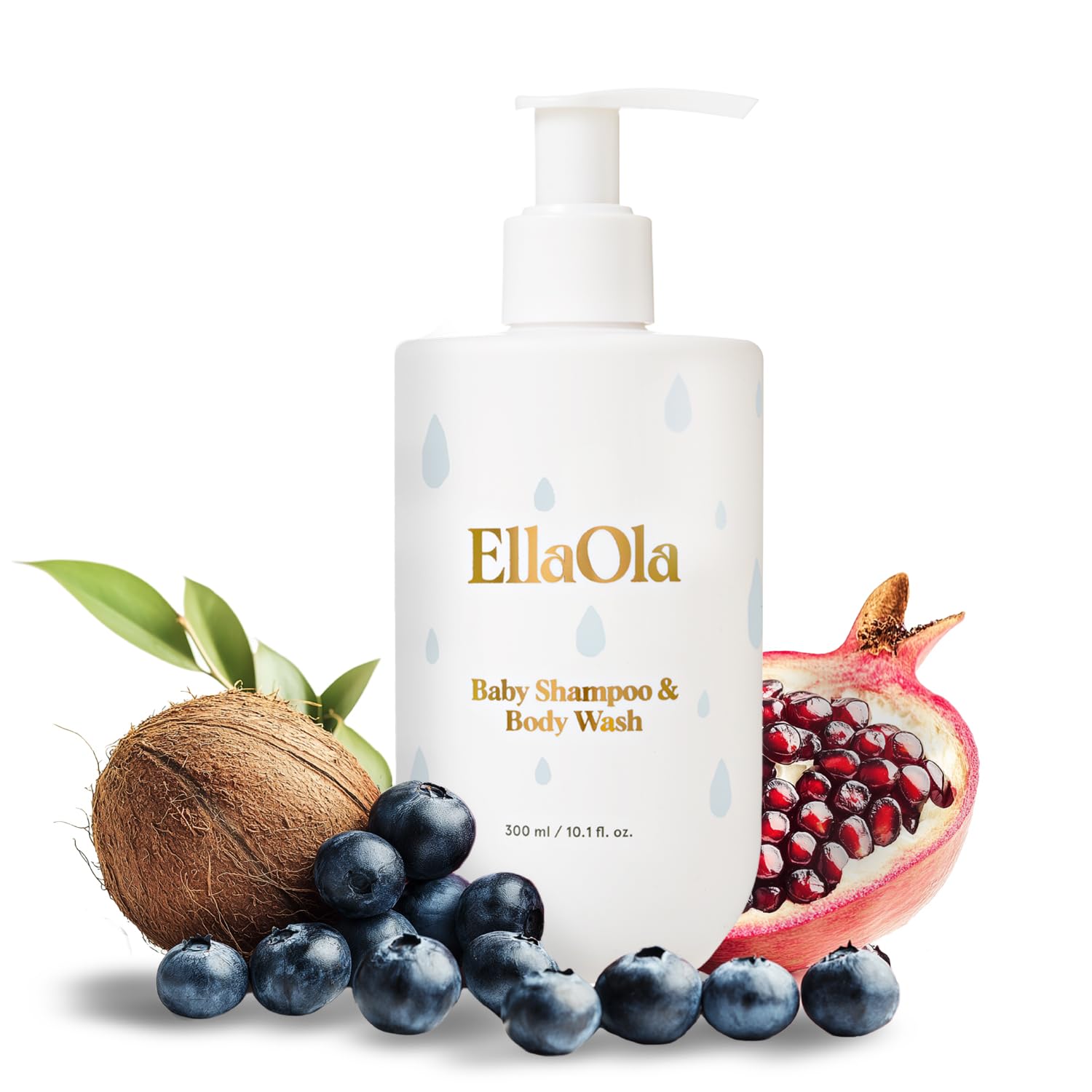 ELLAOLA Tear Free Baby Shampoo & Body Wash - Organic, Hypoallergenic Baby + Kid Soap Hydrates & Nourishes While Gently Cleansing Sensitive Skin, Fragrance Free | 10.1 fl. oz.