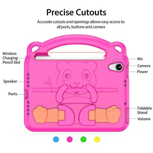 DUX DUCIS Kid Case for iPad Mini 6 2021 (6th Generation) with Pencil Holder, Light Weight Shockproof Kid Case with Handle, Kickstands & Shoulder Strap for iPad Mini 6th Gen 8.3 inch, Pink