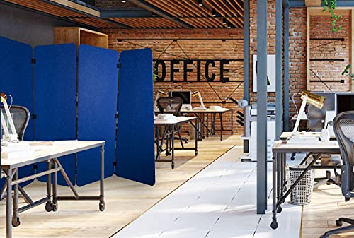 Versare SoundSorb VersiPanel | Acoustic Room Divider | Lightweight Portable Partition | Folding Sound-Dampening Wall |6' x 5' Blue SoundSorb Panels