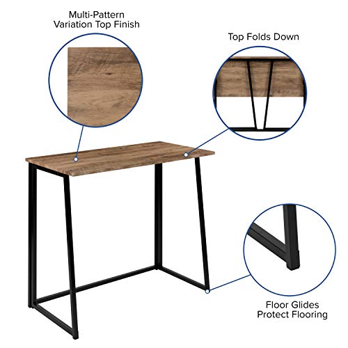 EMMA + OLIVER Small 36" Rustic Natural Home Office Folding Computer Desk - Laptop Desk