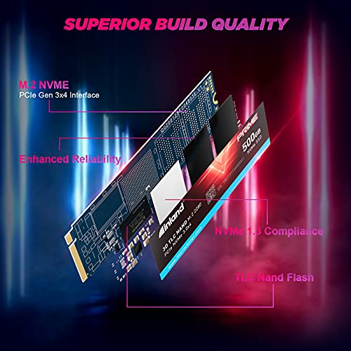 INLAND Prime 500GB NVMe M.2 PCIe Gen3x4 2280 Internal Solid State Drive TLC 3D NAND SSD - Up to 3300 MB/s, 3D NAND, Storage and Memory for Laptop & PC Desktop