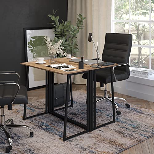 EMMA + OLIVER Small 36" Rustic Natural Home Office Folding Computer Desk - Laptop Desk