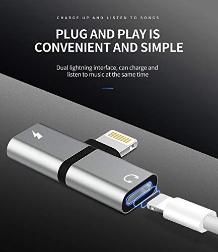 Headphone Adapter Lightning to Audio Jack and Charger Extender Earphone Charging Splitter Compatible with iPhone 11 12Mini pro max xs xr x se2 7 8plus for ipad air Cable Converter Apple MFI Certified