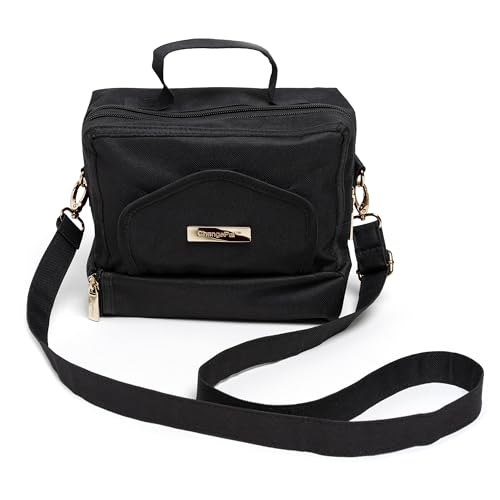 Small Crossbody Diaper Changing Bag with Portable Baby Changing Pad, Front Wipes Pocket Opening, Shoulder & Stroller Straps Included (Black Nylon)