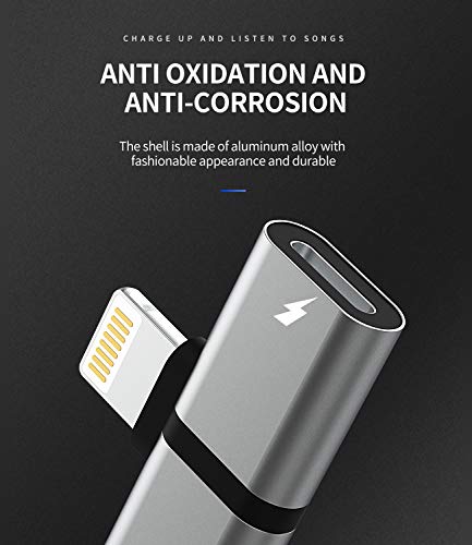 Headphone Adapter Lightning to Audio Jack and Charger Extender Earphone Charging Splitter Compatible with iPhone 11 12Mini pro max xs xr x se2 7 8plus for ipad air Cable Converter Apple MFI Certified