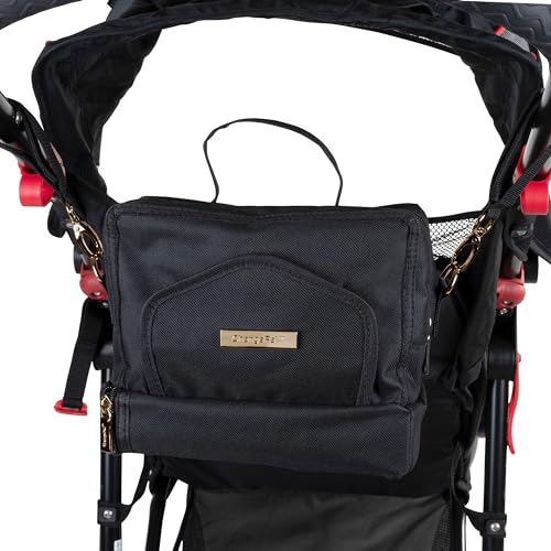 Small Crossbody Diaper Changing Bag with Portable Baby Changing Pad, Front Wipes Pocket Opening, Shoulder & Stroller Straps Included (Black Nylon)