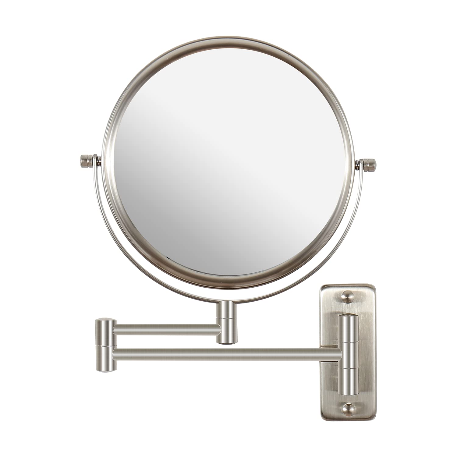 Wall Mounted Makeup Mirror - 8 inch Double Sided Retractable 360° Rotating Magnifying Mirror Wall Mounted Bathroom Swing Mirror Decorative Brushed Nickel