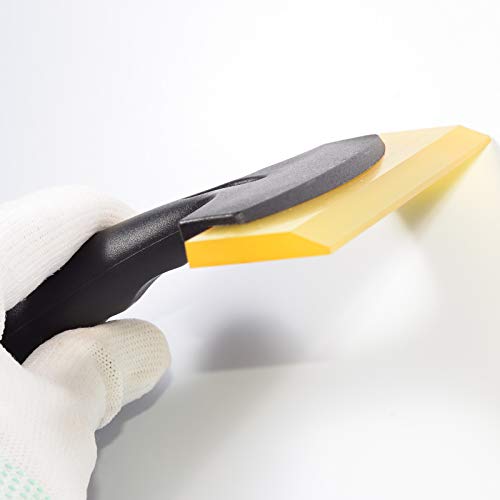 AHCHAY Car Window Rubber Squeegee, 5.5-inch Hard Water Blade Scraper for Mirror, Vinyl Wrap, Tint, Glass, Bathroom, Shower, Yellow