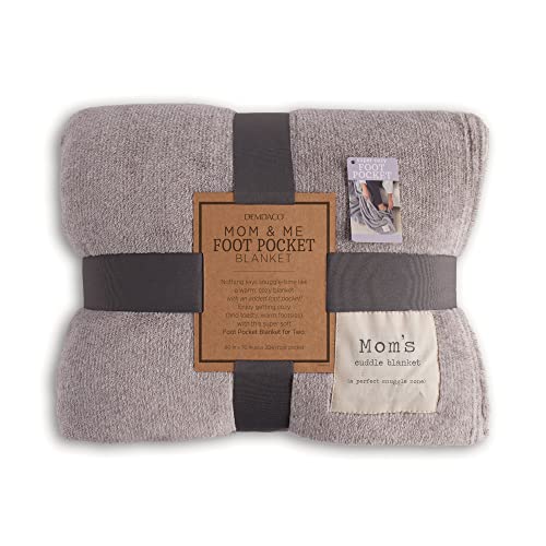 DEMDACO Mom and Me Cuddle Greywash 60 x 70 Fleece Fabric Foot Pocket Throw Blanket