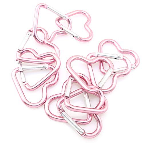 Lind Kitchen 10pcs Heart-shaped Aluminum Snap Hook Clip Key Holder, Keychain Clip (Light Pink)
