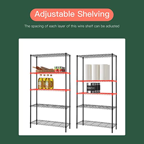 14" D×36" W×72" H Wire Shelving Unit Commercial Metal Shelf with 5 Tier Adjustable Layer Rack Strong Steel for Restaurant , Pantry, Kitchen Garage,Black