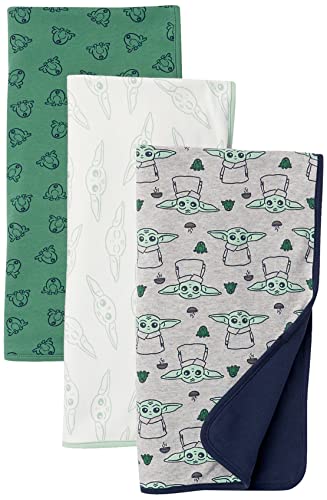 Amazon Essentials Disney | Marvel | Star Wars Unisex Kids' Swaddle Blankets, Pack of 3, 3-pack Star Wars the Child, One Size